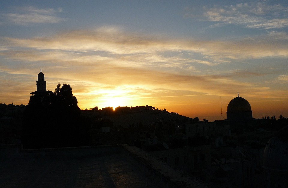 Mountain Israel Temple Sunset Jerusalem City – Hintergrund